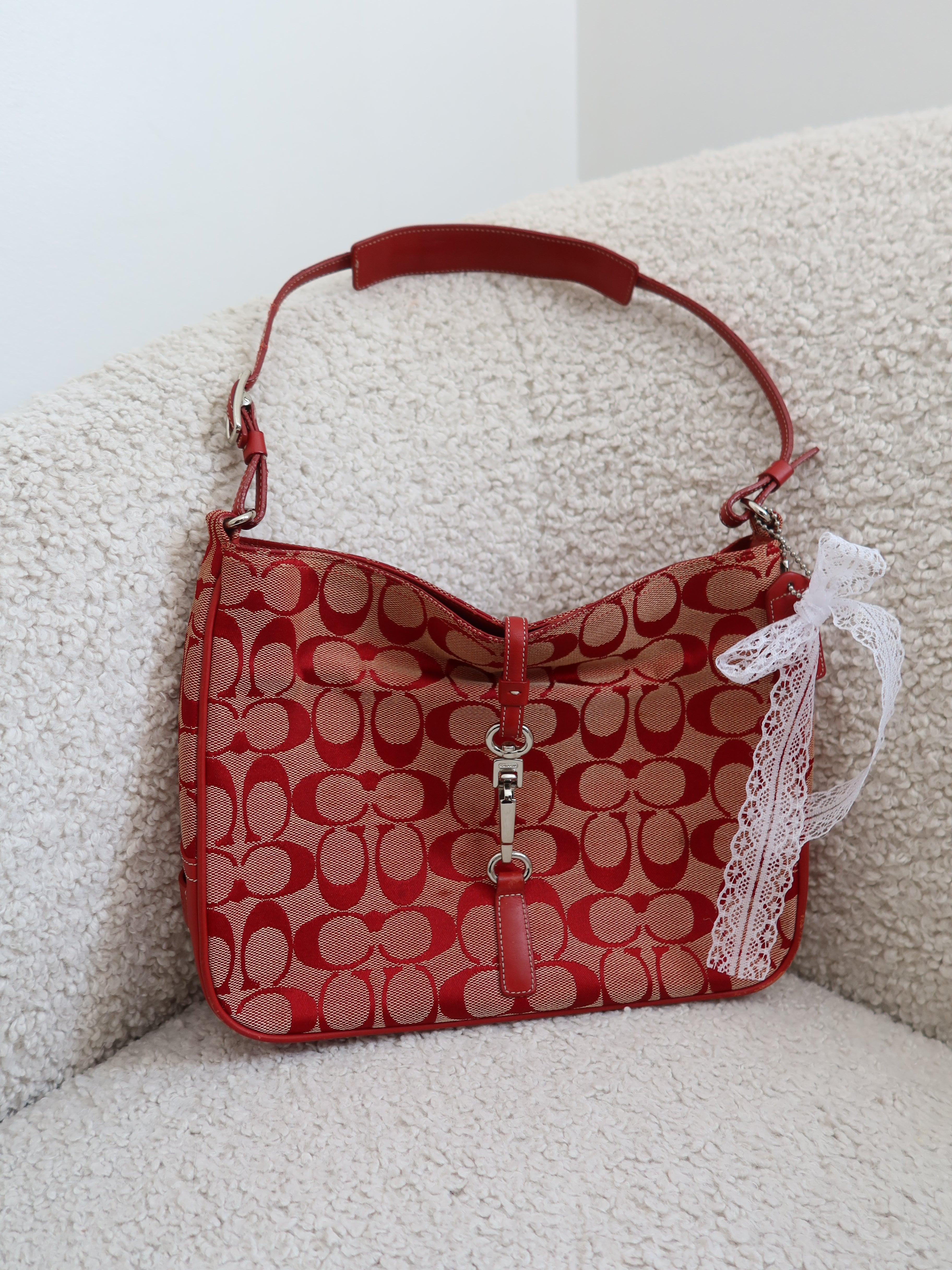Coach Red Monogram Hamptons Clip Bag – Couture Collective